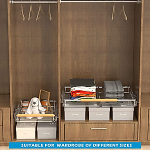 KIKIBRO Pull Out Drawer Cabinet Organizer, Expandable Slide Out Storage Shelves - Heavy Duty, Better Utilize Cabinets, Under Sink and Wardrobe, Opening Size Required 16.3"~26.3" 2 PACKS