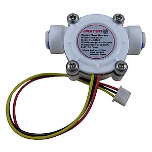 DIGITEN G1/4" Quick Connect Hall Effect Sensor Water Flow Sensor Food-Grade Flowmeter Water Flow Counter Meter 0.3-10L/min - Arduino, Raspberry Pi, and Reverse Osmosis Filter Compatible