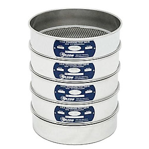 Gilson 8-Inch (203mm) ASTM E11 Test Sieve, All Stainless Steel, No. 200 (75µm) Opening Size, Full Height (V8SF #200)