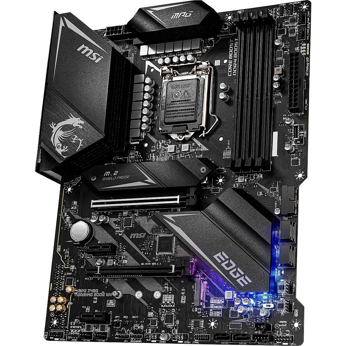 MSI MPG Z490 Gaming Edge WiFi ATX Gaming Motherboard (10th Gen Intel Core, LGA 1200 Socket, DDR4, CF, Dual M.2 Slots, USB 3.2 Gen 2, Wi-Fi 6, DP/HDMI, Mystic Light RGB) (Renewed)
