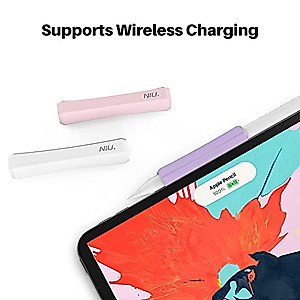 NIUTRENDZ 3 Pack Apple Pencil Grip Silicone Case Accessories Cover Ergonomic Design Sleeve Compatible with Magnetic Charging and Double Tap (Apple Pencil 2nd Generation, White + Purple + Pink)
