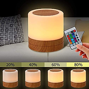 DENWAY LED Bedside lamp dimmable Atmosphere Table lamp with Warm White Light, 13 Colors and Color Changes, Touch-Sensitive Night Light for Bedroom, Living Room and Office (White)