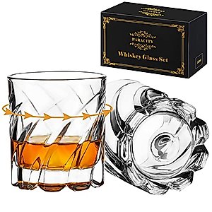PARACITY Spinning Whiskey Glasses Set of 2, Rotatable Old Fashioned Glasses, Cocktail Glasses, Rock Glasses, Bourbon Glasses for Bar, Party and Home, Whiskey Glasses Gift for Men, Husband, Boyfriend