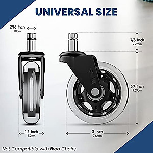 SunnieDog Office Chair Wheels (Set of 5) | Replacement Caster Wheels for Desk, Computer, & Gaming Chairs | Safe for Carpet, Tile & Hardwood Floors