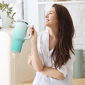 Caikeny Insulated Tumblers with Lid and Straw Blue Turquoise Teal Glitter 40 oz Reusable Stainless Steel Cup Water Bottle Coffee Travel Tumbler Mug for Women Men