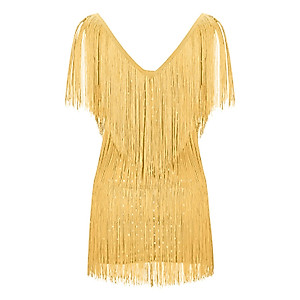 LFEOOST Sparkly Dresses for Women 2023 Sexy V Neck Fringe Tassel Sleeveless Mini Dress Elegant Sequin Club Party Dress