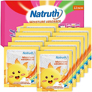 NATRUTH 12-PACK Moisture Absorber Bags with Lavender, Drawer Dehumidifier Home Desiccant Small Bag Use for medicine boxes, underwear boxes, Eliminates Odors, Closet Dehumidifier Bags for Small spaces