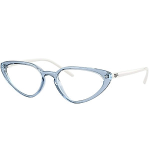 Ray-Ban Rx7188 Rectangular Prescription Eyeglass Frames, Transparent Light Blue/Demo Lens, 54 mm