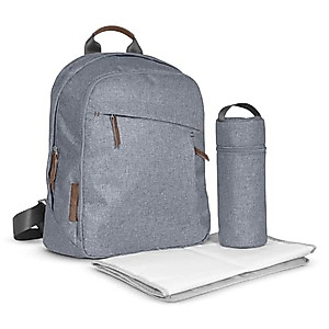 Changing Backpack -Anthony (White and Grey Chenille/Chestnut Leather)