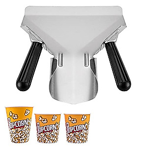 Popcorn Scoop Stainless Steel Commercial French Fry Bagger, 2 Handle Detachable Food Service Scooper for Snacks, Desserts, Ice, & Dry Goods with Reusable Popcorn Containers Bundle