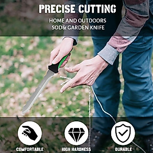 PAXLINSEN Stainless Steel Garden Knife with 7.8" Blade, Double Side Utility Sod Cutter Lawn Repair Garden Knife with Nylon Sheath (green)
