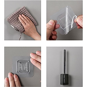 Silicone Toilet Brush Wall Mounted Floor Toilet Bowl Brush Plastic Long Handle Toilet Cleaner Brush and Holder Set