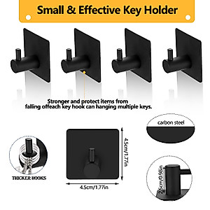 XhjzgcTech 4 Pcs Adhesive Hooks, Wall Hangers Without Nails, Adhesive Hooks Heavy Duty, Sticky Hooks for Hanging Bathroom Kitchen,Adhesive Towel Hooks for Hanging Towels.- (1.77in X 1.77in)