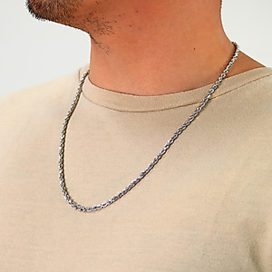 Nuragold 10k White Gold 4mm Rope Chain Diamond Cut Pendant Necklace, Mens Womens Jewelry 18" 20" 22" 24" 26" 28" 30"