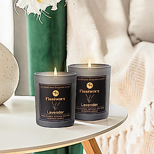Lavender Scented Candle Set 2 Pack – Natural Soy Wax Hand-Poured – Relax and Relieve Stress – 60-Hour Long-Lasting Burn – Premium Aromatherapy Candle for Home Decor, Gifts