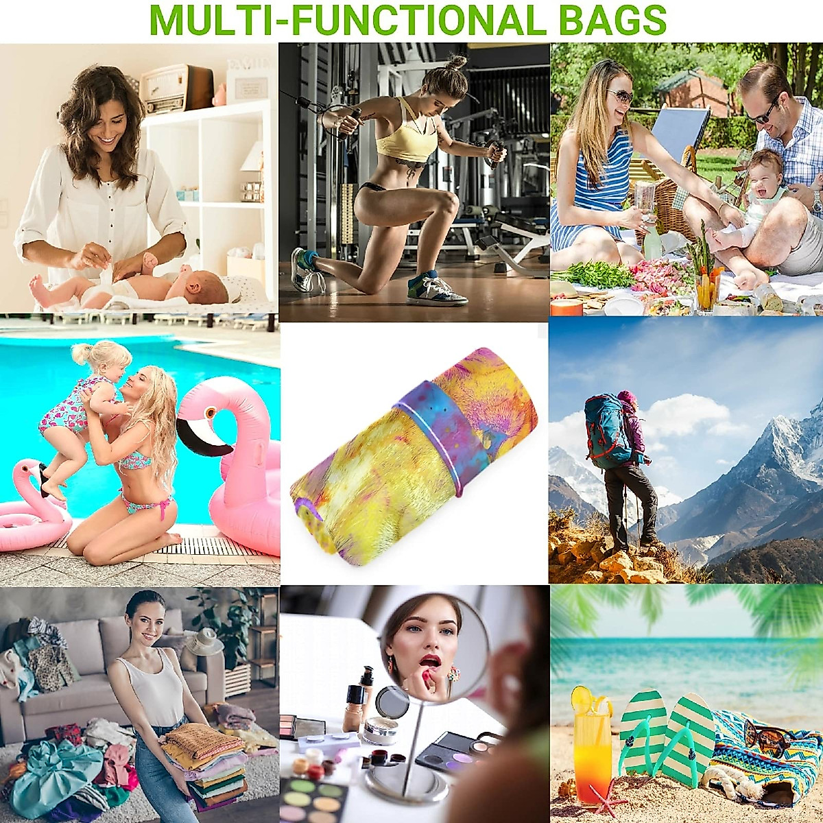 visesunny Abstract Lion Face Animal 2Pcs Wet Bag with Zippered Pockets Washable Reusable Roomy Diaper Bag for Travel,Beach,Daycare,Stroller,Diapers,Dirty Gym Clothes,Wet Swimsuits,Toiletries