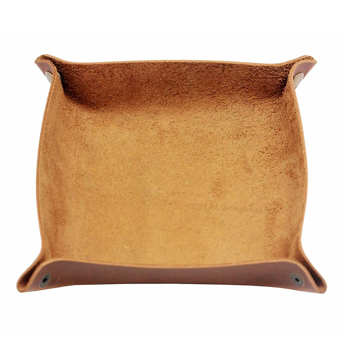 boshiho Valet Tray for Men, Leather Jewelry Catchall Key Phone Coin Box Change Caddy Bedside Storage Box (Crazy Horse Leather - Light Brown)