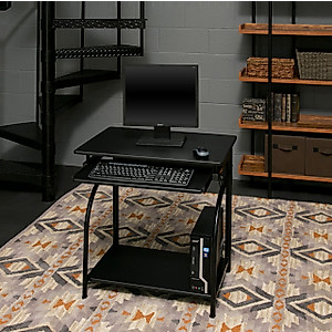 OneSpace Stanton Computer Desk with Pullout Keyboard Tray, Black