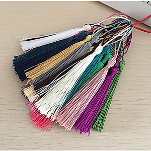 VEYLIN 100Pcs Small Craft Tassels, Handmade Mini Silky Bookmark Tassel with Loop for Jewelry Making (13cm/5.11 in)