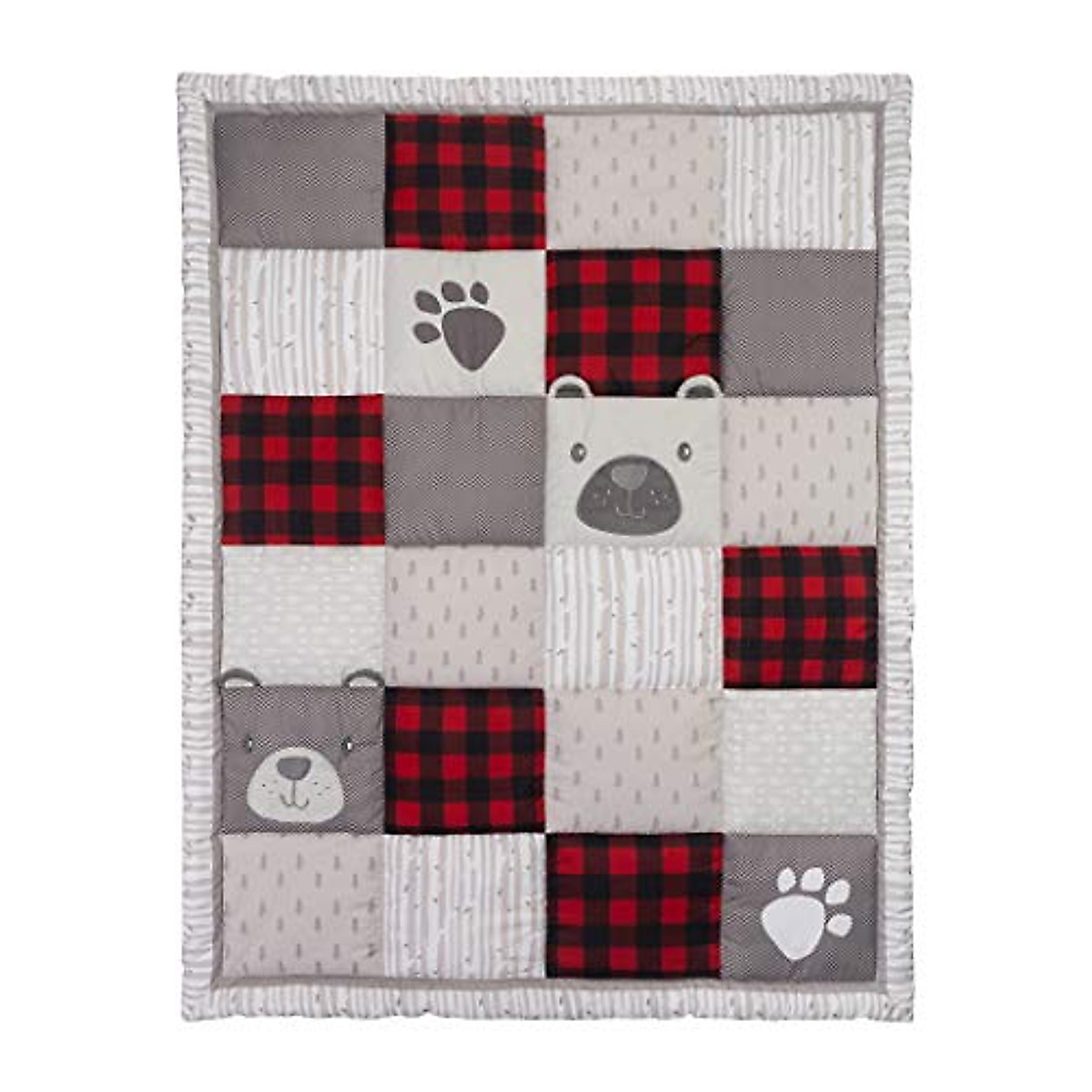 Sammy & Lou Up North 4-Piece Baby Crib Bedding Set, Includes Quilt, Fitted Crib Sheets Neutral, Crib Skirt, and Plush Toy
