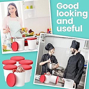 Tioncy 6 Pcs Ice Cream Containers 1 Quart Freezer Storage Tubs with Lids Reusable Round Ice Cream Tub for Homemade Ice Cream Sorbet Gelato Yogurt Storage (Red)