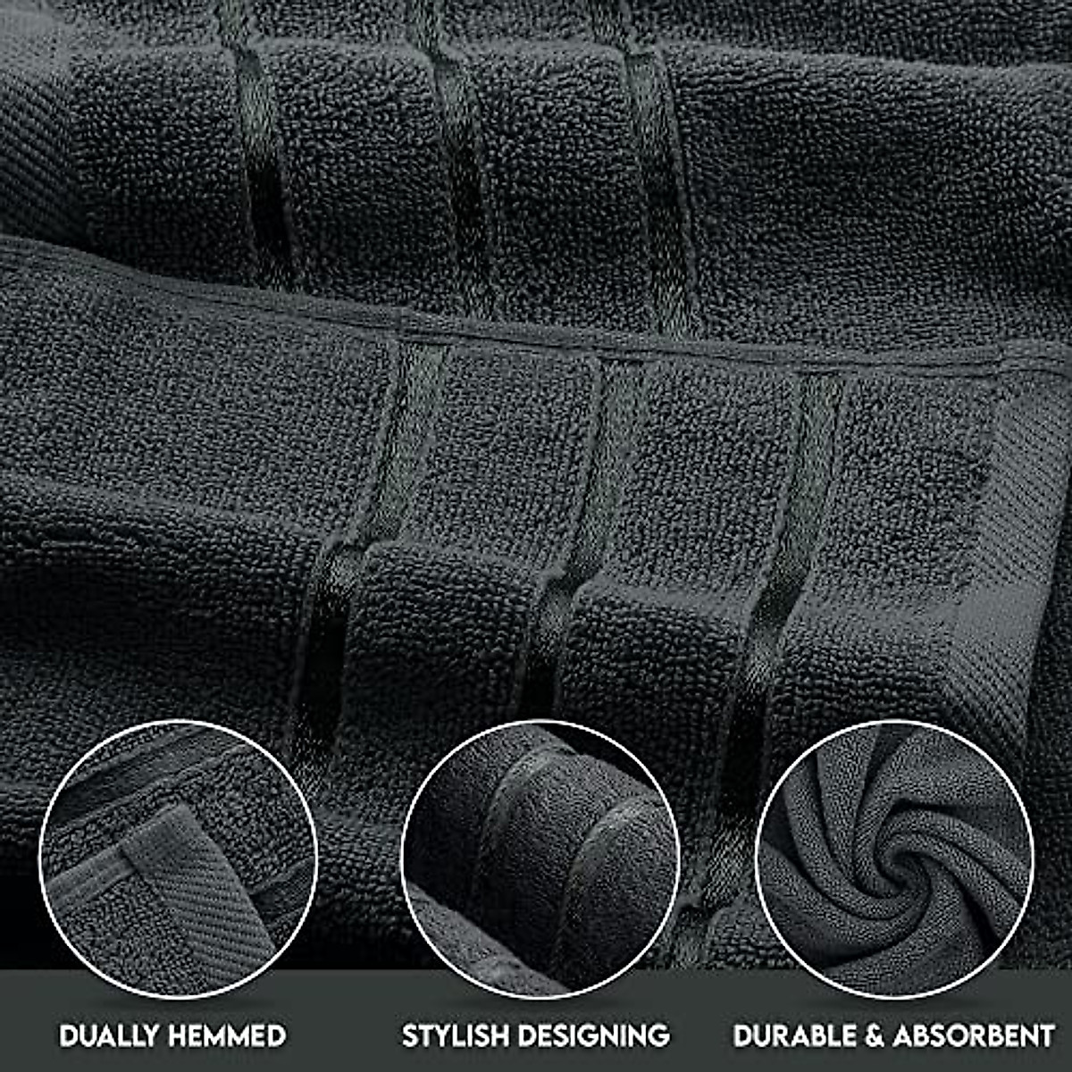 Utopia Towels - 6 Pack Viscose Hand Towels Set, (16 x 28 inches) 100% Ring Spun Cotton, Ultra Soft and Highly Absorbent 600GSM Towels for Bathroom, Gym, Shower, Hotel, and Spa (Grey)