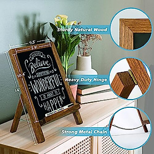 4 THOUGHT Tabletop Small Chalkboard Signs for Food, 9.5" x 14" Magnetic Wooden Mini Chalkboard with Stand Kids Chalk Board Easel Countertop Menu Board for Kitchen Home Cafe Wedding, Rustic Brown
