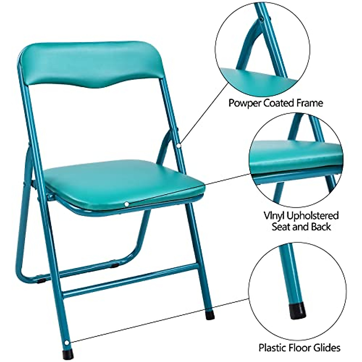 Elevon Pack of 2 Steel Frame Metal Foam Padded Folding Chairs for Kids, Green/Red