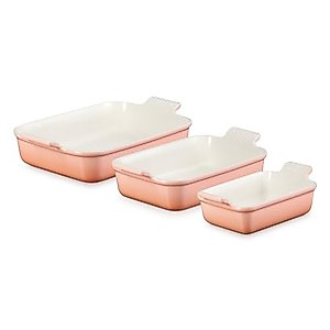 Le Creuset Stoneware Heritage Set 3 Rectangular Dishes, Peche