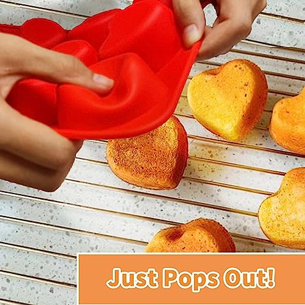 SILIVO Silicone Heart Shaped Muffin Pan (2 Pack) - Nonstick Heart Shaped Silicone Molds for Baking, Heart Shaped Cupcake Pan for Brownies, Tartlets and Egg Bites