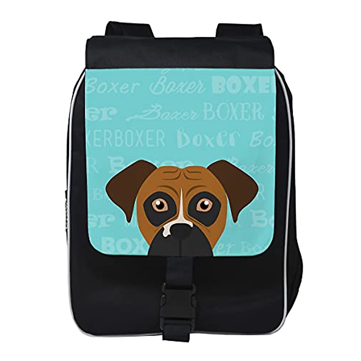Adorable Dog Breed Peek-A-Boo Design Multi Pocket Backpack with Padded Laptop Pocket (Boxer)