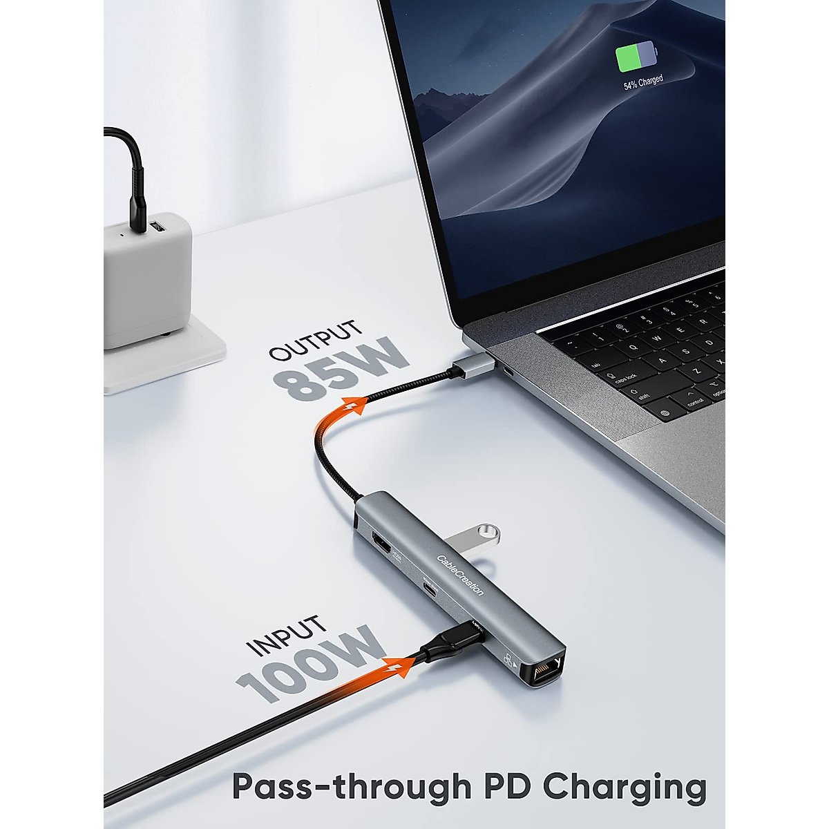 CableCreation 6-in-1 USB-C Hub/Multiport Adapter with 4K 60HZ HDMI, USB C Data Port, 1Gbps Ethernet, 100W Power Delivery, 2 USB 3.0 Port, for MacBook Pro Air M1, iPad Pro Air 2022-2018, XPS