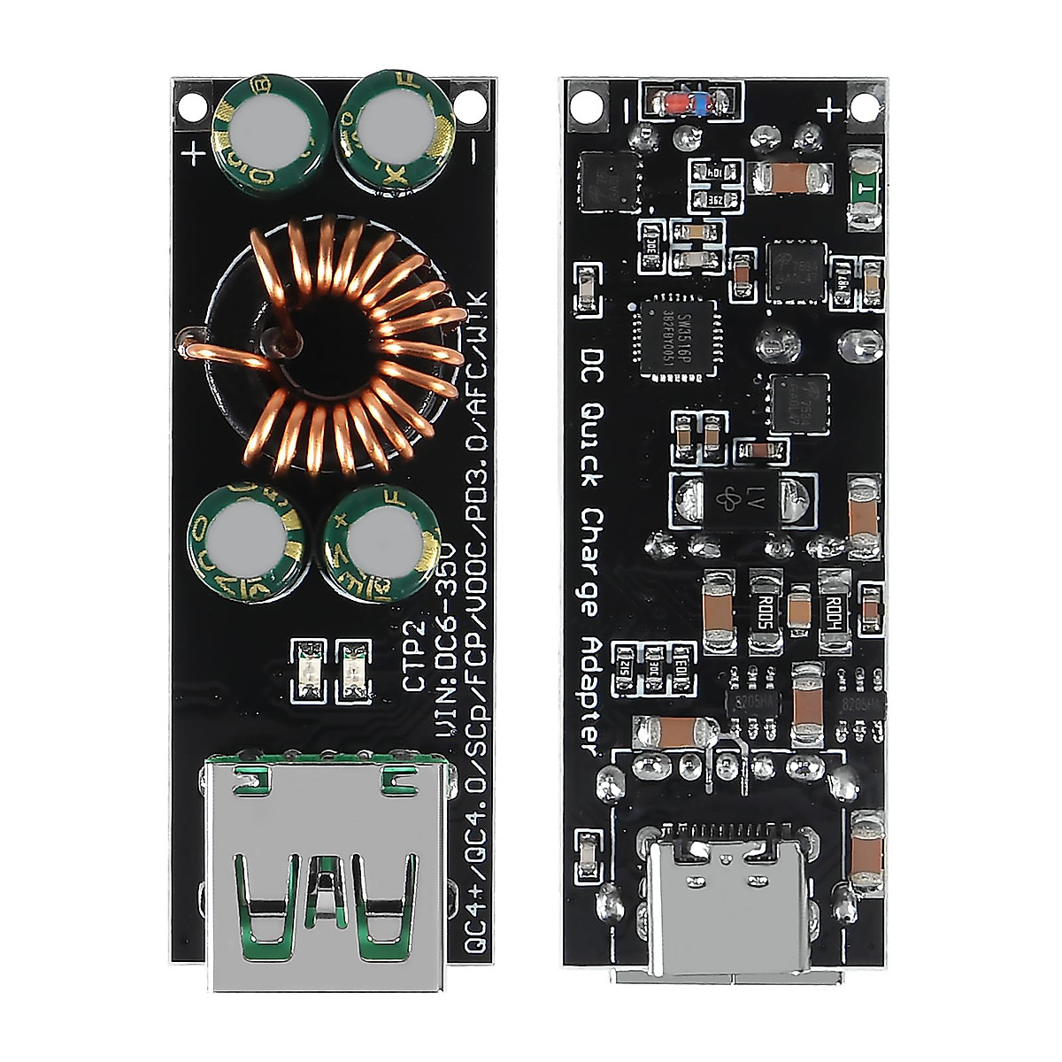 XIITIA 6pcs 60W 6-35V DC to USB-C PD 3.0 QC4.0 Type-A QC3.0 DC Fast Charge 12V 24V Step-Down Power Module USB Type-C Mobile Phone Quick Charge Adapter