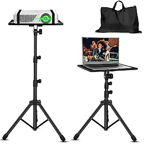 Borrow Sky Projector Stand, Portable Laptop Stand Adjustable Height from 22” to 49.2”, 15” x 11.2” Tray, 180 Degrees Tilting, Projector Tripod Stand for Office, Home, Stage, DJ Rack, Carry Bag