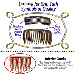 Good Hair Days Grip-Tuth Combs - Set Of 2 Hair Side Combs - Hair Combs For All Types Of Hair - Decorative & Hair Styling Women Accessories (Clear, 3 ¼ ″ Wide)