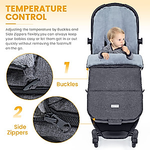 Orzbow Warm Bunting Bag Universal,Christmas Gifts Stroller Sleeping Bag Cold Weather,Waterproof Toddler Footmuff (Dark Grey)