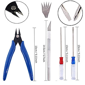 44Pcs Gundam Model Tools Kit Gunpla Tool Model Hobby Tool Kits Bandai Tool Gundam Modeler Basic Tools for Hobby Model Building Making Assembling