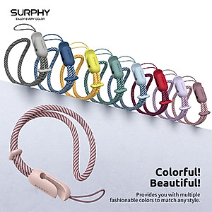 SURPHY 2 Pack Phone Lanyard, Phone Wrist Strap, Anti Theft Phone Strap, Phone Charm with 2-Color Braided, Phone Wrist Lanyard for Women and Men, Pink & Gray