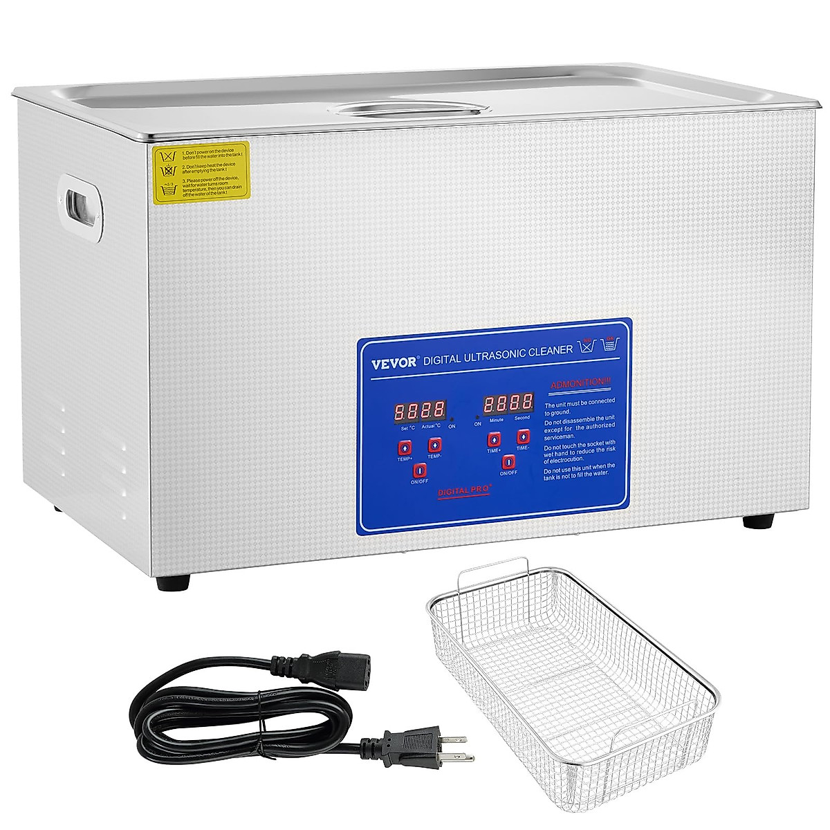 VEVOR 30L Industrial Ultrasonic Cleaner with Digital Timer&Heater 40kHz Professional Large Ultrasonic Cleaner Total 1200W for Wrench Tools Industrial Parts Mental Instrument Apparatus Cleaning