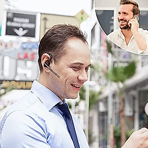 New bee Bluetooth Headset V5.2 Wireless Bluetooth Earpiece 24Hrs Talktime CVC8.0 Dual Mic Noise Cancelling for iPhone/Android/Driver/Business/Office