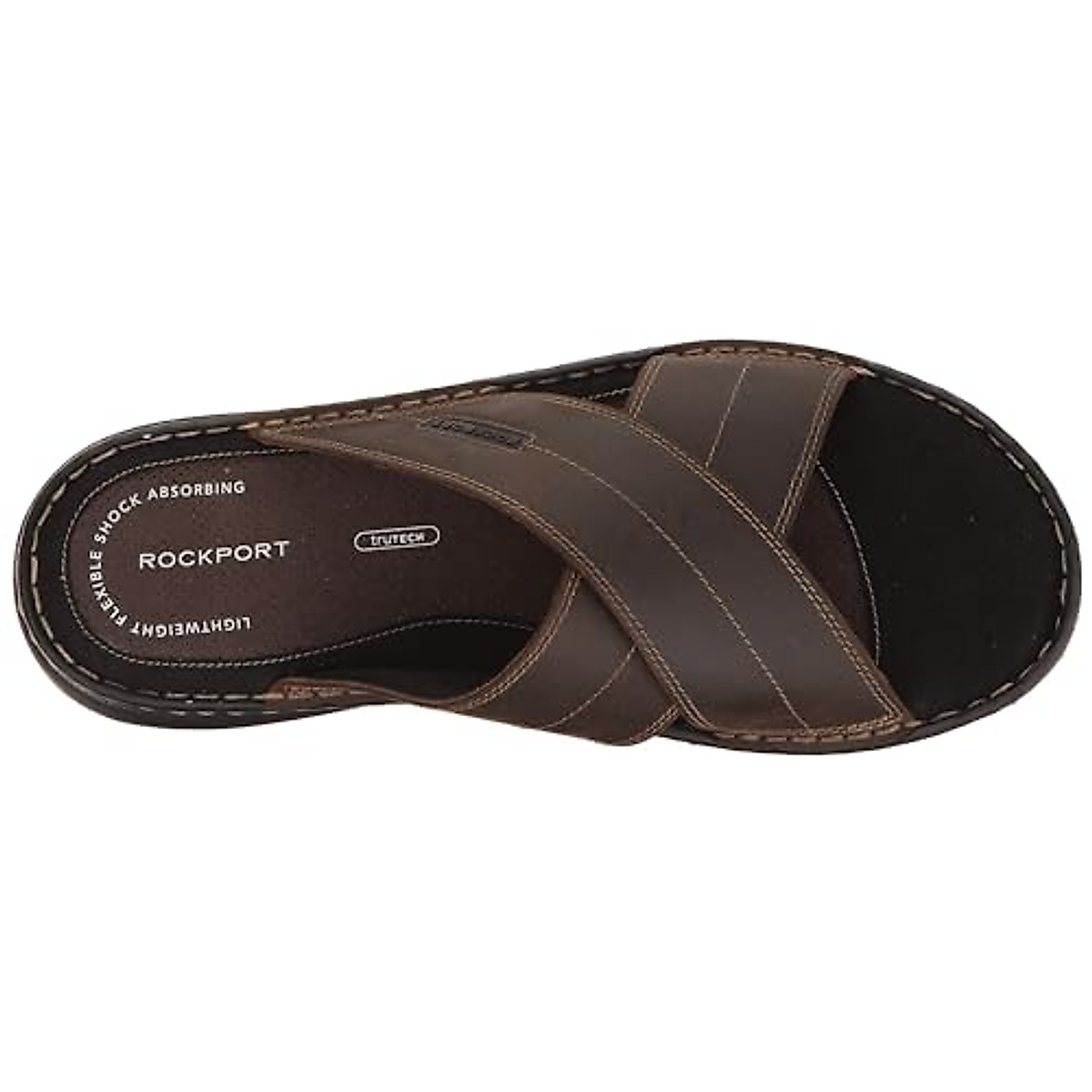 Rockport Men's Darwyn Xband Slide Sandal, Brown II Leather, 14 W US