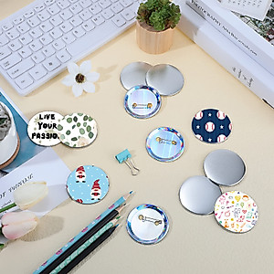 Hicarer 300 Pieces Blank Button Making Supplies Round Badge Button Parts Metal Button Pin Badge Kit for Button Maker Machine, Including Metal Shells Back Cover and Clear Film (2.28 Inch)
