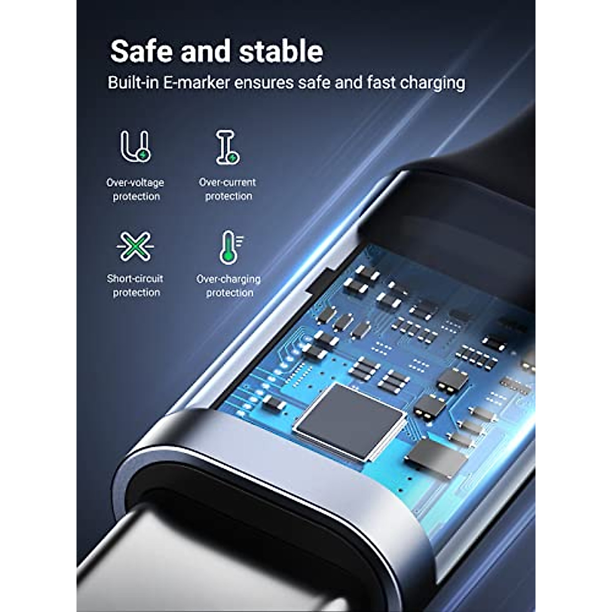 UGREEN 100W USB C Cable 90 Degree Type C Charging Cable Compatible with MacBook Pro 2022, iPad Pro 2022, Elitebook, Dell XPS, Samsung Galaxy S23/S22/Z Fold, Pixel, PS5, Switch, etc. 6.6FT