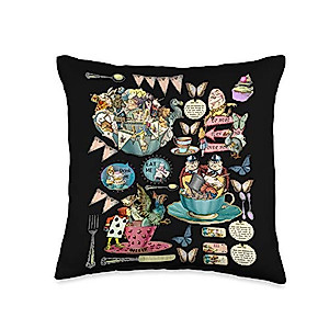 Alice Accessories Alice in Wonderland Collage Throw Pillow, 16x16, Multicolor