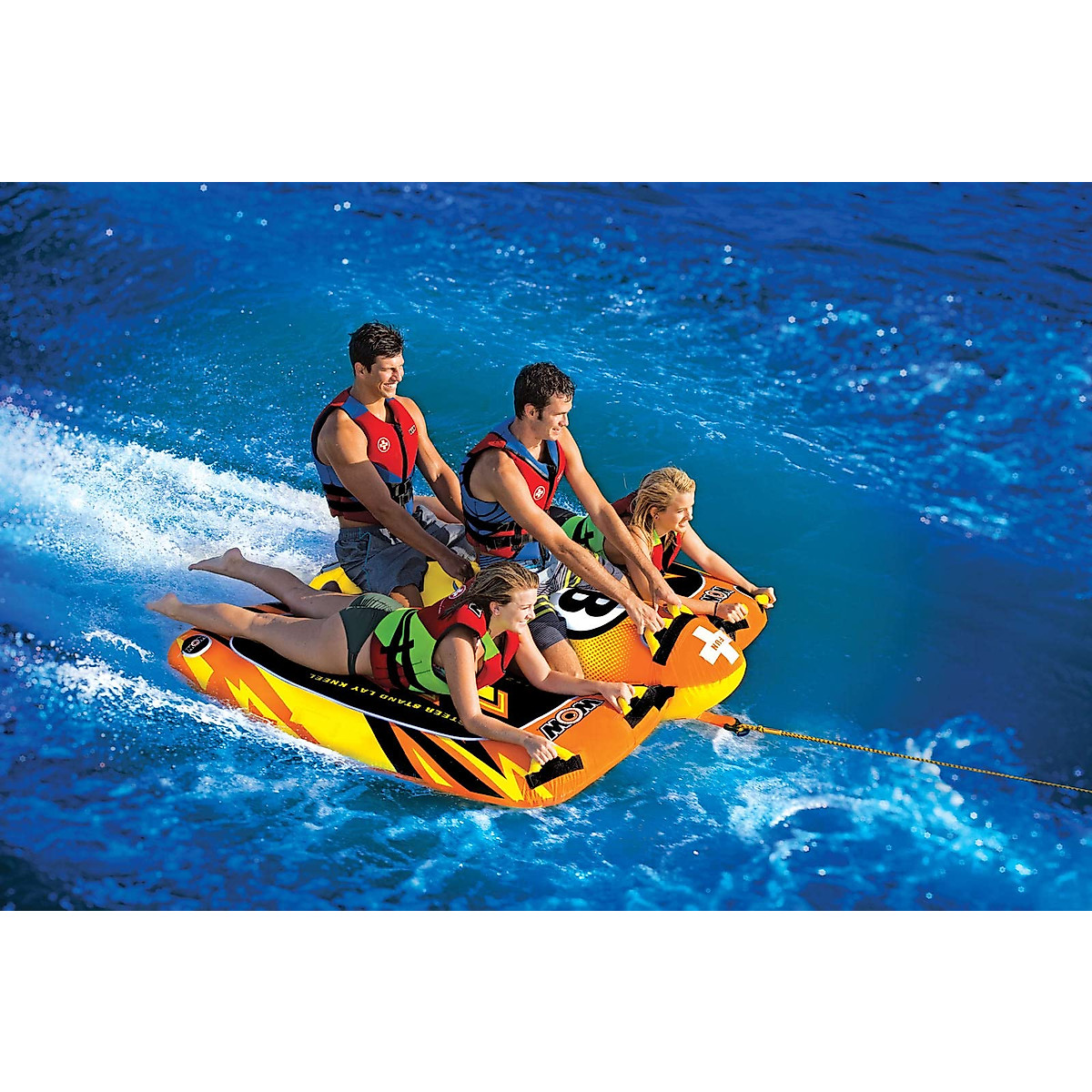 Wow Sports - Bolt Inflatable Towable Tube - 1-4 Riders - Perfect for Kids & Adults - Soft Top Deck Tube