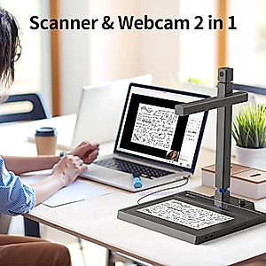 CZUR Shine 500 Surface Pro DC Document Scanner, 5MP Document Camera + 2MP Webcam+ Working Surface, A4 Scanner for Computer/Laptop, 180+ Languages OCR, Fast Scan 1s/Page, for PC/Mac