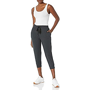 Amazon Essentials Women's Brushed Tech Stretch Crop Jogger Pant (Available in Plus Size), Black Space Dye, XX-Large