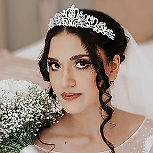 YISSION Silver Crown and Tiara Crystal Tiaras Queen Crowns for Women Girls Birthday Tiara Princess Crown Bridal Hair Accessories for Wedding Prom Party Cosplay