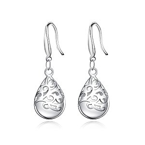 Wishing Tree 925 Sterling Silver Filigree Drop Dangle Earrings for Women (Vogue hook)