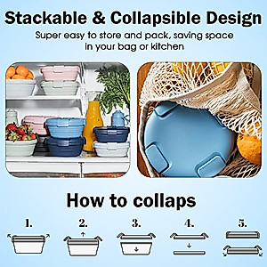 GISHO Collapsible Bowl, Collapsible Silicone Bowl With Lids, Ideal for Camping & Hiking, Picnic, RV, Travel, Dishwasher & Microwave Safe 36oz (Lemonade Pink)